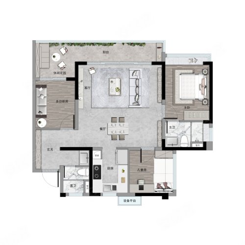 曜玥湾|铂森江海116平户型，曜玥湾|铂森江海3室2厅2卫1厨约116.00平米户型图，朝南北朝向 - 广州安居客